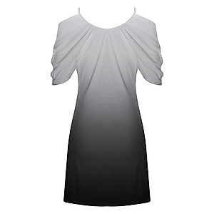 Women Dresses for Special Occasions Casual Summer Dresses 2023 Fashion Cold Shoulder Scoop Neck Tshirt Sundress Gradient Color Tunic Dress Photoshoot