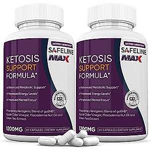 (2 Pack) Safeline Keto Max 1200MG Pills Ketogenic Supplement Includes goBHB Apple Cider Vinegar Macadamia Nut Oil and Green Tea Advanced Ketosis Support for Men Women 120 Capsules