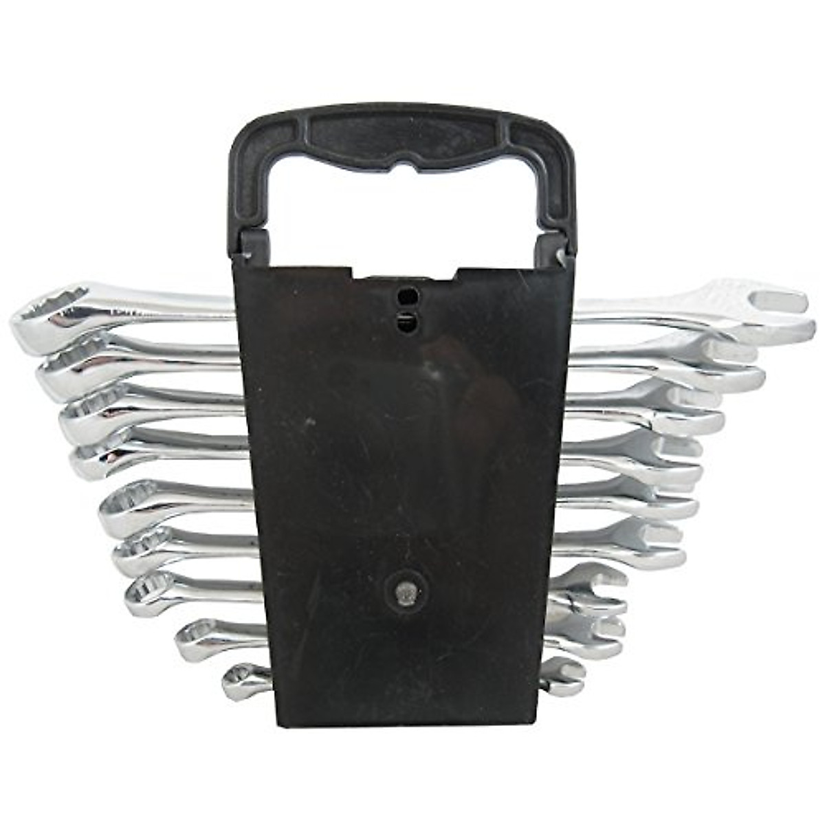 Metric Wrench Set, 9 Chrome Vanadium Combination Open End and Box End Wrenches with Organizer Storage Case