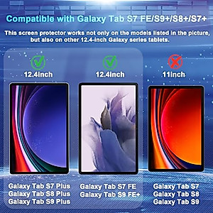 CWQZGUF 2 Pack Galaxy Tab S7 FE/S9 Plus/S8 Plus/S7 Plus 12.4 Inch Tempered Glass Screen Protector, 9H Hardness, High Clarity, Anti-Shatter, Bubble Free for Samsung Galaxy Tab S7 FE 5G/S9 Plus/S8