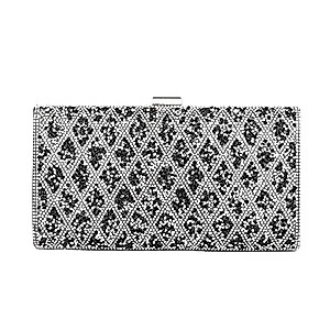 Sither Rhinestone Handbag Purses for Women Evening Handbag Purses Crystal Clutch Purses Medium Sparkly Clutches Shoulder Chain Bags for Party Prom Christmas Gift (black)