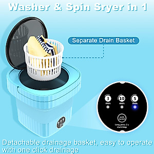 ABXKZ Portable Washing Machine, Mini Washing Machine Foldable, 6.5L Small Washer Machine and Dryer, Intelligent Bucket Laundry Machine w/ 3 Modes Deep Cleaning Baby Clothes, Underwear, Socks, Travel