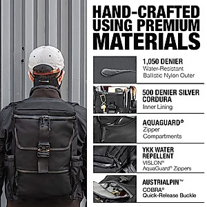 DEFY Menace Backpack 2.0 | Ballistic Nylon Backpack | 18 Liter Utility Backpack For Men | Premium Tech Backpack w/ 16 Inch Laptop Sleeve | Water Repellent Travel & Commuter Pack (Black)