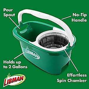 Libman Tornado Spin Mop System Plus 1 Refill Head | Mop and Bucket with Wringer Set | Floor Mop | Libman Mop | Mops for Floor Cleaning | Hardwood Floor Mop | 2 Total Mop Heads Included,Green