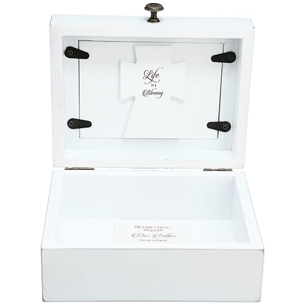 Pavilion - Take Time To Pray - 6.5" long x 5" wide x 3" tall Prayer Box Decorative Keepsake Storage Bin 2.25" x 3.25" Wallet Photo Holder Jesus God Lover Religious Friend Gift Present