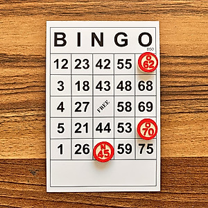 SEETOOOGAMES Vintage Wooden Bingo Game Set-120 Bingo Number Cards and 75 Chess