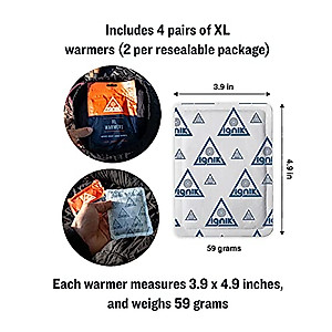 Ignik 24-Hour Compostable XL Body and Sleeping Bag Warmers with Resealable AirBarrier Pouch, 4 Pairs