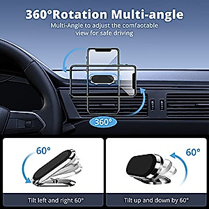 [2-Pack] Magnetic Phone Mount for Car, FONKEN Car Phone Holder Mount [Stronger 8X Magnets] 360°Rotation Universal Dashboard Phone Holder Magnetic Car Mount for iPhone 13/12 Pro, Samsung, LG All Phones