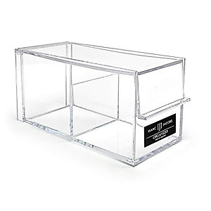 Isaac Jacobs 2-Compartment Rectangular Clear Acrylic Organizer with Lid (6.75" L x 3" W x 3.25" H), Tea Bag Holder, Multi-Sectional Tray, Stackable, Storage Box, for Kitchen, Bathroom, Office & More
