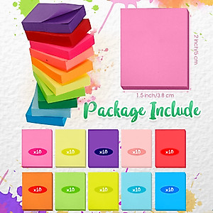 Geyee 100 Pads Sticky Notes 1.5 x 2 Inch 10 Colors Self Stick Small Sticky Notes for School Office Classroom Home Meeting Supplies, 100 Sheets/Pad, Total 10000 Sheets