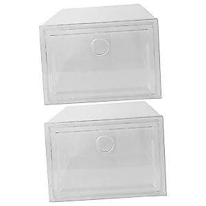 Amosfun 2 pcs plastic transparent shoe box underwear drawer cabinet drawer storage drawers stackable shoe case bins shoes organizer for closet clothes Simple Shoes Case Creative Shoes Case