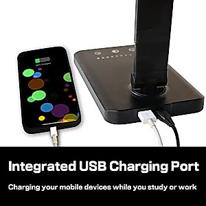 Kitys Fatch LED Touch Sensing Desk Lamp with USB Charging Port, 5 Lighting Modes, 5 Levels of Brightness, 30/60 Minutes Auto Timer, Foldable Desk Lamp for Bedroom, Study Room, (Black)