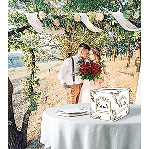 SietDESEO Wedding Card Box Wedding Favors Post Box Floral Money Box Card Box Holder for Wedding Birthday Party Baby Shower Bridal Shower Table Centerpiece Decoration