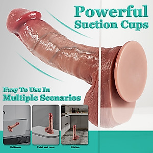 Realistic Dildos for Beginners, Soft Liquid Silicone Dildo with Strong Suction Cup for Hands-Free Play, 8.6 in Lifelike Anal Dildo Fake Penis G Spot Stimulator Adult Sex Toys for Women&Couple…