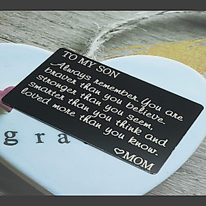 Jstud Inspiration Wallet Insert Cards Engraved You are Braver Stronger Metal Wallet Insert Birthday Gifts for Son from Mom