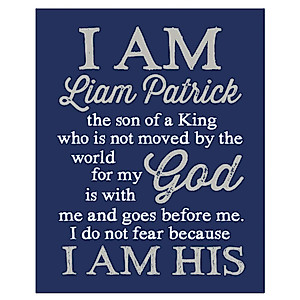 CANARY ROAD I am His Art Print | Choose Color | Boys Wall Art | Boy Name Decor | Baby Boy Gift | Personalized Baptism Gift | Christening Gift | Religious Gift | Christening Present | First Communion