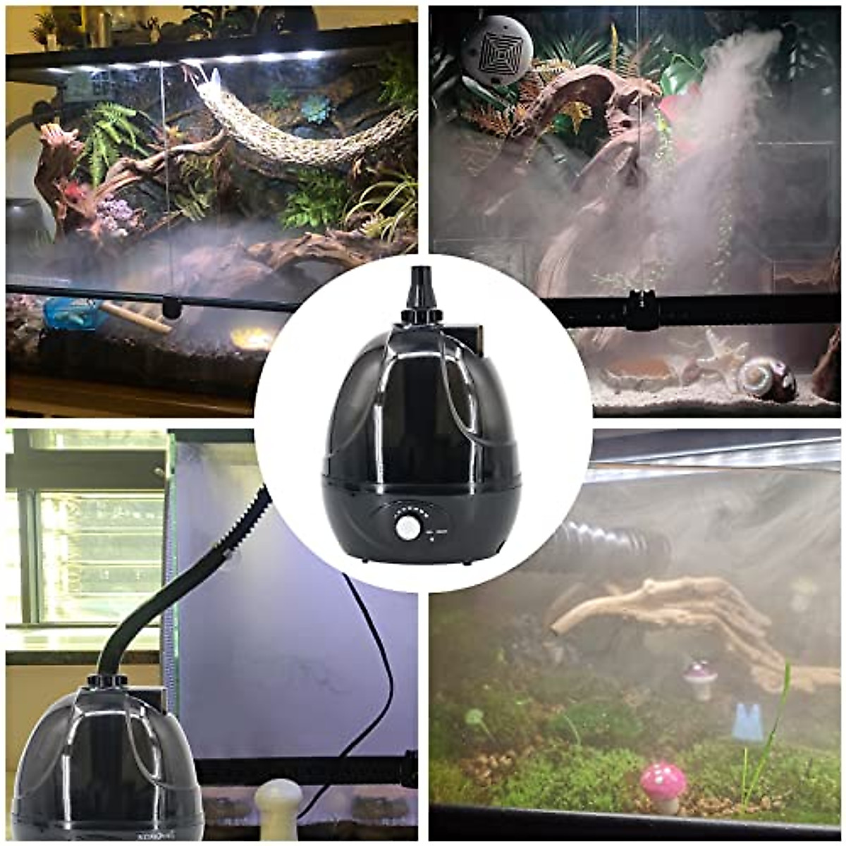 PetierWeit Reptile Fogger Large Tank Reptile Humidifiers Adjustable Fogger Mister for Reptiles Terrarium Humidifier with Extendable Hose Ideal for Reptiles Amphibians Vivarium