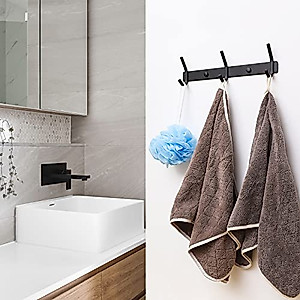 SCUNDA Stainless Steel Coat Rack Wall Mount with 3 Hooks, Metal Wall Hook for Hanging Entryway, Bathroom, Mudroom, Kitchen (Matte Black, 11 inch,1 Pack)