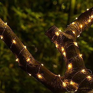 Solar Powered String Lights, 100 LED Copper Wire Lights, Waterproof Starry String Lights, Indoor/Outdoor Solar Decoration Lights For Gardens, Patios, Homes, Parties: 20 ft, Warm White