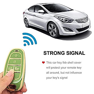 Key Fob Cover for Hyundai with Keychain Soft TPU Car Key Case Cover Compatible with Hyundai Sonata Santa fe Tucson (Green)