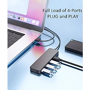 USB 3.0 Hub 4-Port 5Gbps, JUEJUEZI USB Splitter Expander for MacBook, Laptop, Xbox, Flash Drive, HDD, Console, Printer, Camera, Keyborad, Mouse, Windows 10/8, Linux, 1m/3.3ft