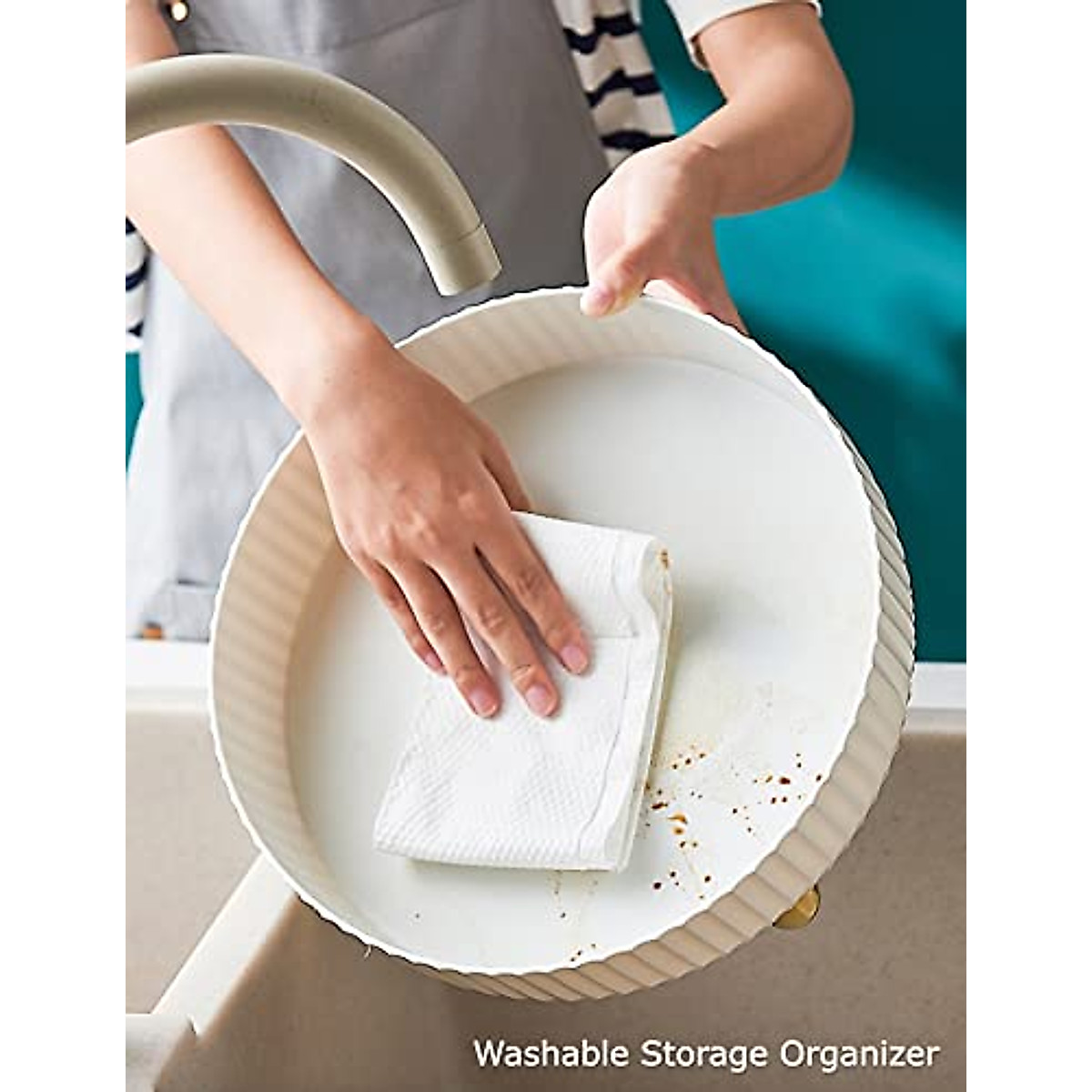 Hisikou White 360 Rotating Makeup Organizer - Large Capacity Spinning Skincare Perfumes Organizer - Cosmetics Organizer for Vanity Countertop and Bathroom Dresser - Lazy Susan Bathroom Storage Box