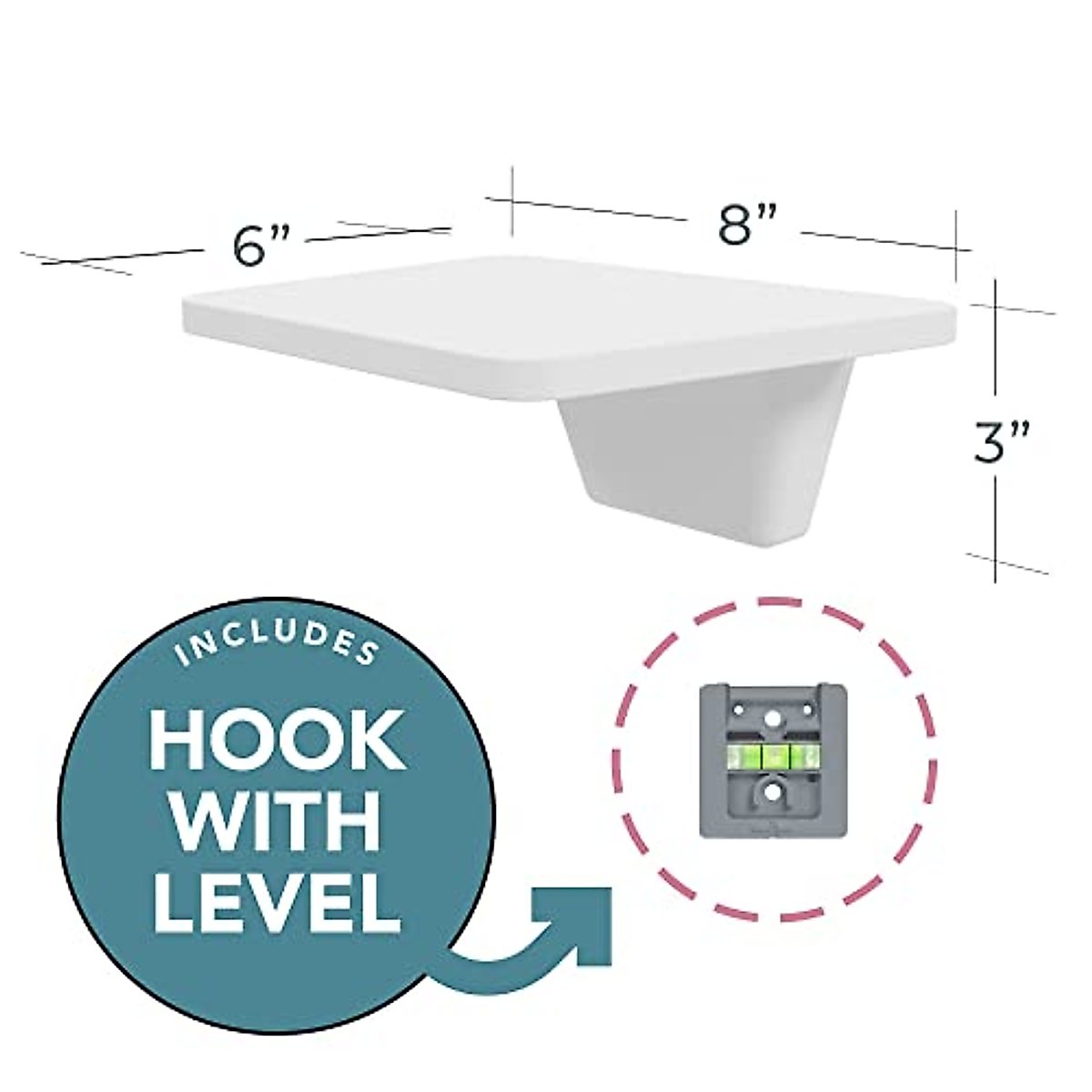 Fytz Design White Small Floating Shelf Set of 2 - Small Shelf for Wall with No Drill Shelf Option [ Adhesive Shelf ]