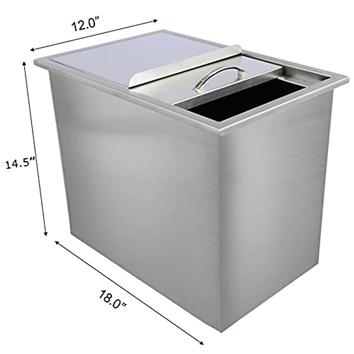 Drop in Ice Chest 18Lx12Wx14.5H Inch with Sliding Cover 304 Stainless Steel Drop in Cooler and Drop in Ice Bin for Cold Wine Beer