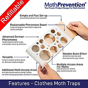 MothPrevention Clothes Moth Killer Kit | Including Clothes Moth Traps - Moth Pheromone Traps for House and 6 Months Protection for Closet Clothing! | Professional Grade