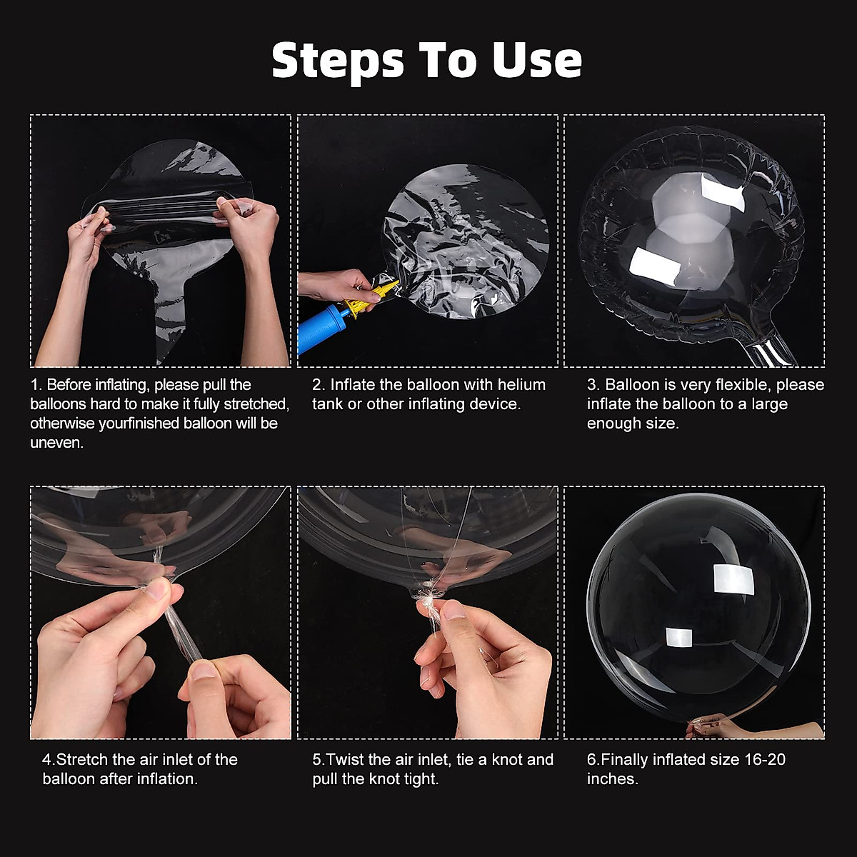 RUBFAC Bobo Balloons 12pcs, 36 Inch Bubble Balloons Clear Bobo Balloons, Large Transparent Balloon for Stuffing Wedding Birthday Party Decorations