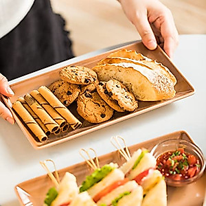 Rectangular Serving Platter, Perfect for Entertaining, Oven Dinnerware Safe Serving Tray for Party, Sushi 9.8 inches Christmas Serving Dishes and Platters, Set of 2, Brown