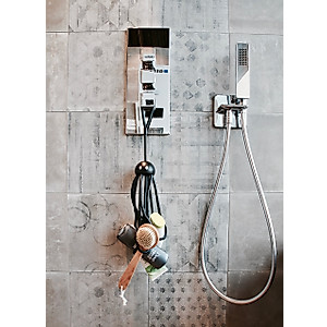 Formverket Octopus Shower Caddy (in Black) - Shower Gel Shampoo Conditioner Brush Razors Toys Accessories Holder, 9 Slots, Fits All Sized Bottles, Stylish Fun Bath Shower Organizer, Designed in Sweden