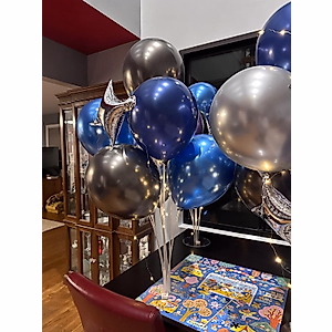 MYZSBRDM 2Sets Black and Gold Balloon Stand,Black Gold Balloons Stands for Table,Black Gold Balloons Centerpieces for Tables,for Birthday,Wedding,Anniversary Party Decorations.（With light string)