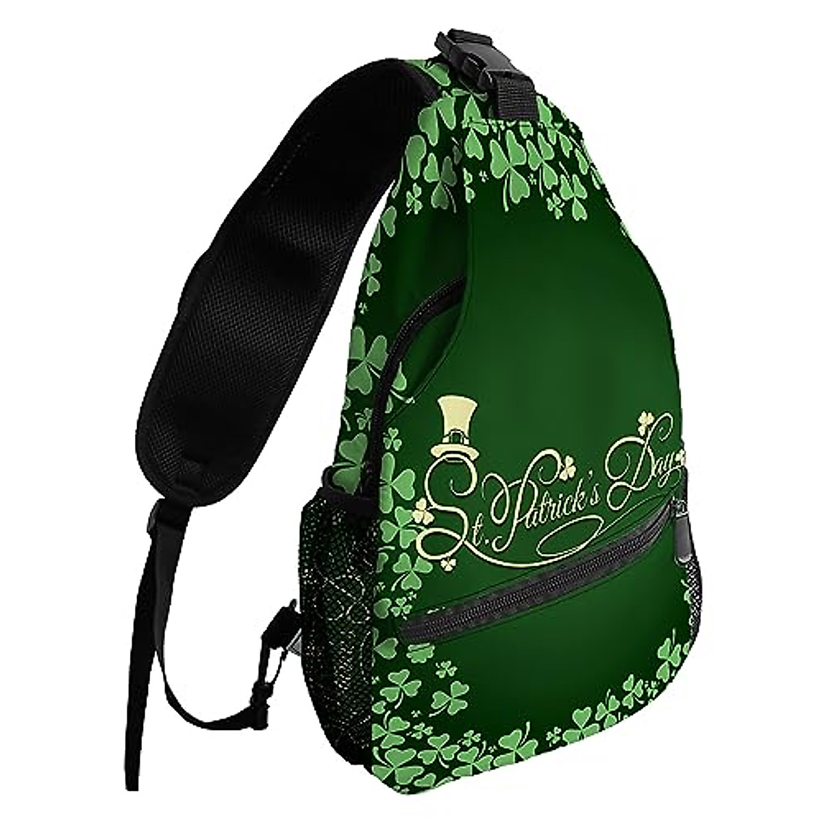 Sling Backpack, St. Patrick's Day Lucky Shamrock Spring Clover Green Waterproof Lightweight Small Sling Bag, Travel Chest Bag Crossbody Shoulder Bag Hiking Daypack for Women Men
