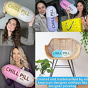 MRJ Products Chill Pill Pillow - Pink Preppy Cute Trendy Room Decor Aesthetic Throw Pillows, College Dorm Teenager Y2K Teacher Doctor Nurse Lawyer Student Friend Sister Birthday for her