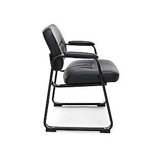 OFM ESS-9015 Bonded Leather Executive Side Chair with Sled Base, Black, Black