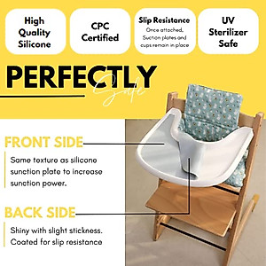 Gembebe Silicone Tray Placemat Compatible with Stokke Tripp Trapp High Chair Tray | Silicone Resistant High Chair Placemat | Lightweight | Dishwasher Safe| Easy to Clean (Light Grey)