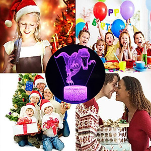 通用 Dinosaur Night Light Toys 3D Lamp for Kids 7 Colors Changing with Smart Touch & Remote Control & Timer for Boys Bedroom Decor As Birthday Gifts Idea