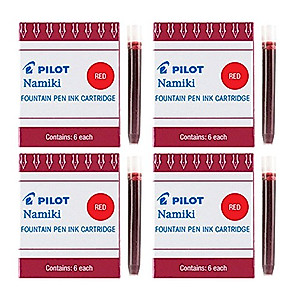 Pilot Namiki IC50 Fountain Pen Ink Cartridge Red, 6 Per Pack (Total 24) (69002)