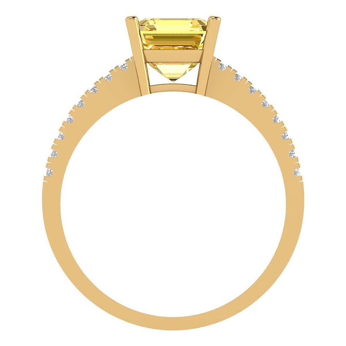 Clara Pucci 1.76 ct Asscher Cut Solitaire W/Accent Natural Yellow Citrine Bridal Wedding Statement ring 18K Yellow Gold Size 7.5