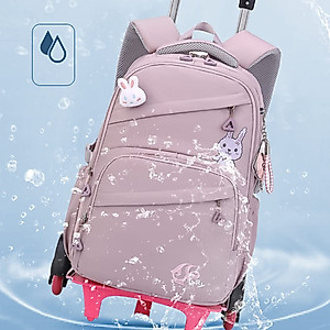 Rolling Backpack for Girls Trolley BookBag with Wheels Elementary and Middle School Luggage Travel Bag