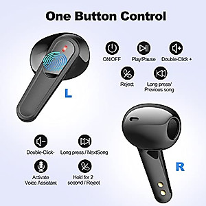 TUOTUER Wireless Earbuds Bluetooth 50H Playtime IPX4 Rating Sweat Waterproof Resistant V5.1 Bluetooth Headphones Built-in Mic Active Noise Cancellation Earphones Compatible with iPhone Android