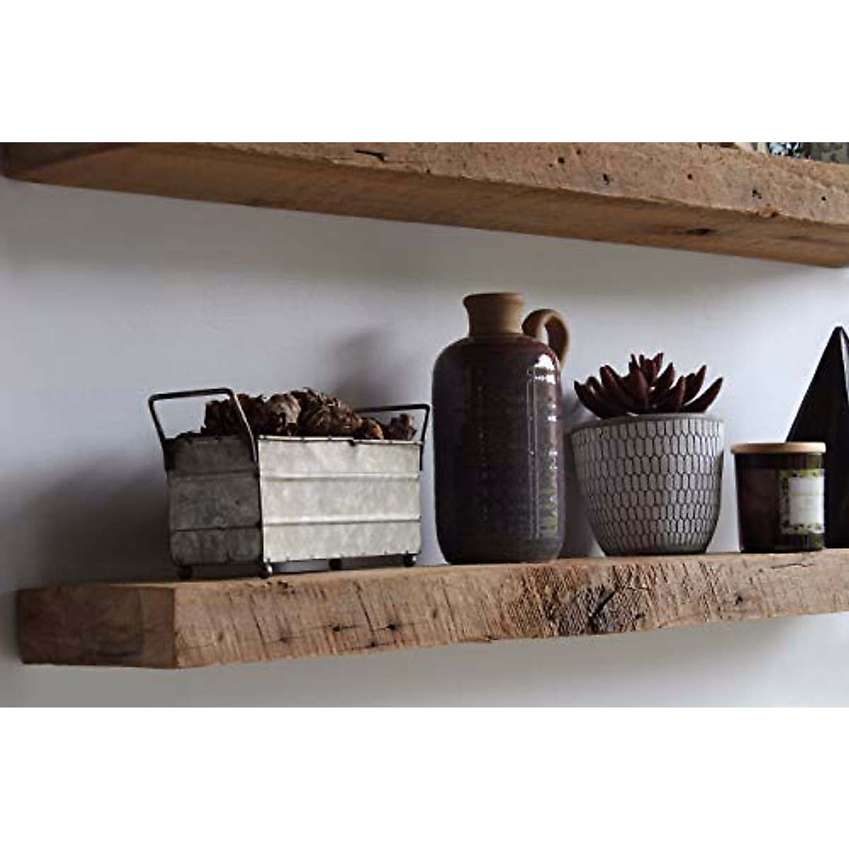 Urban Legacy Accent Floating Shelves | Reclaimed Wide Plank Barn Wood with Floating Brackets | Set of 2 (Natural, 36" x 7" x 2")