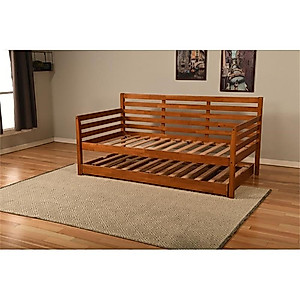 Kodiak Furniture Twin to King Size Daybed with Pop Up Trundle in Wood, in Mahogany, No Box Spring Needed, Easy Assembly, Up to Weight Capacity