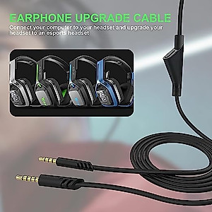 Xivip Replacement A10 Cable Cord with Inline Mute, Audio Gaming Wire Compatible with ps4 A40 & A40TR Headsets Adapter,Headphone Audio Extension Cable (6.5ft,Without Volume Control)