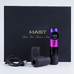 Mast Archer Wireless Tattoo Pen Machine, Rotary Tattoo Gun with Powerful Motor by Mcore, 2,000mAh Battery by Mastlabs for Run Long Time 3.5mm Stroke Gradient Purple