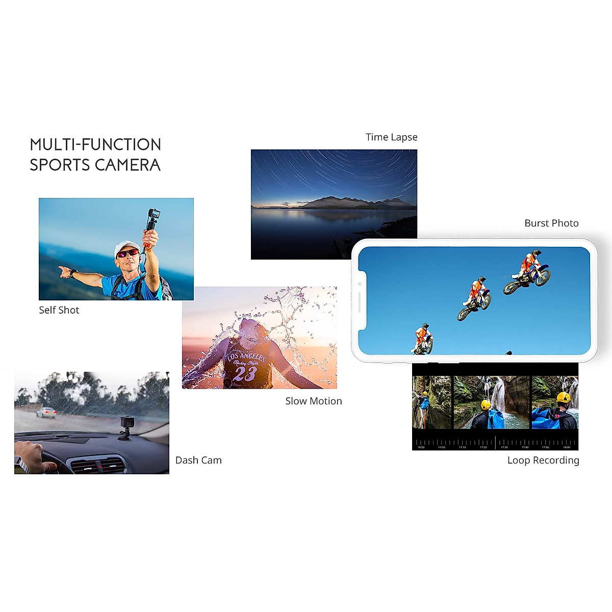 COOAU Action Camera HD 4K 20MP WiFi with External Microphone, Underwater Camera 40M with Remote Control, Waterproof Sport Camera 170° Wide Angle Time Lapse, 2x1200mAh Batteries/16 Accessories