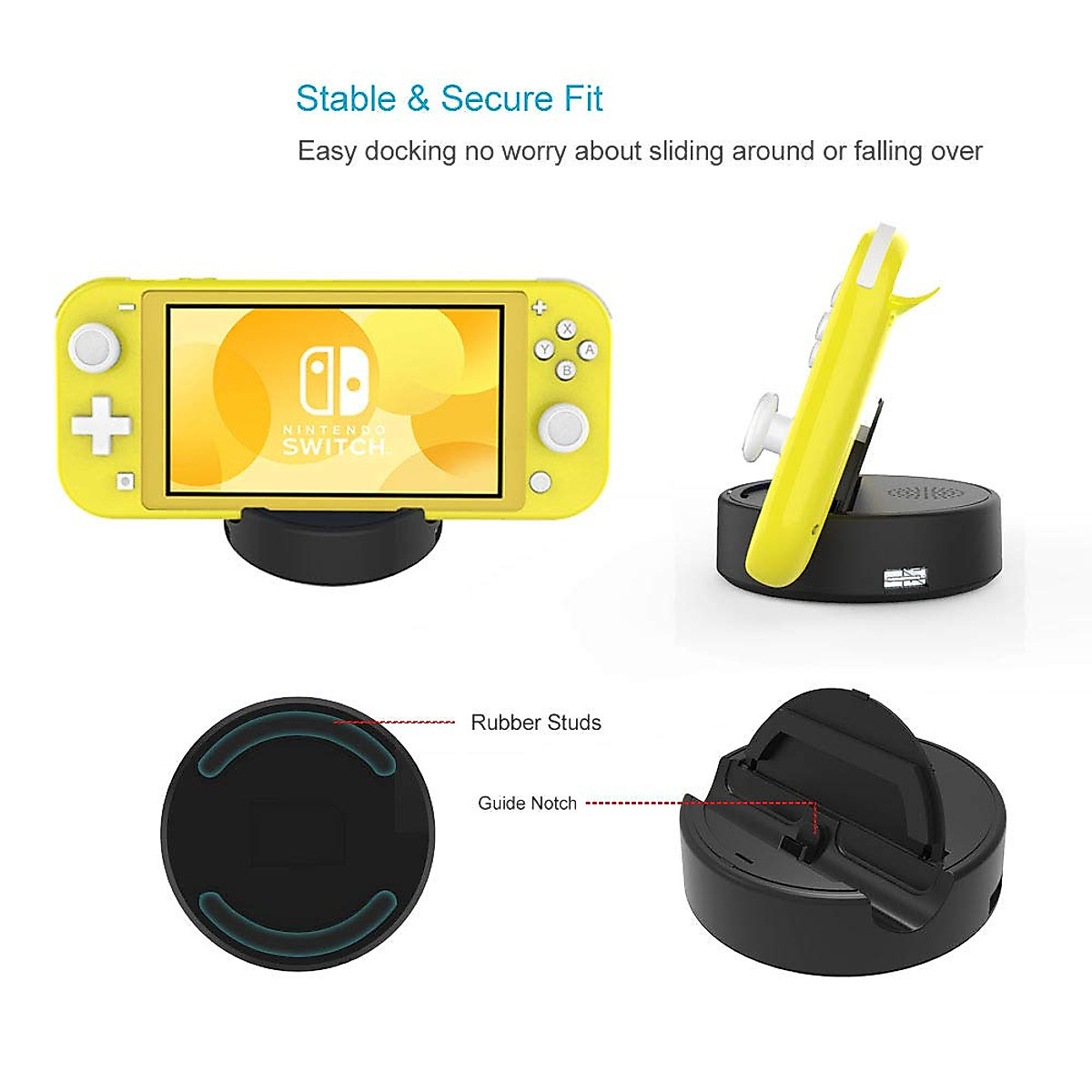 J&TOP Charging Dock for Nintendo Switch Lite, Charging Station with 2 USB Ports Compatible with Wired Controllers