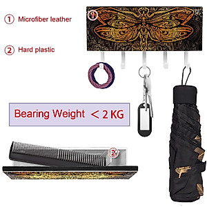 Coat and Hat Hook Rail Wall Hooks, Leather Hook Rack Wall Mounted, Hooks for Hanging Towel Key Purse Kitchenware Dragonfly