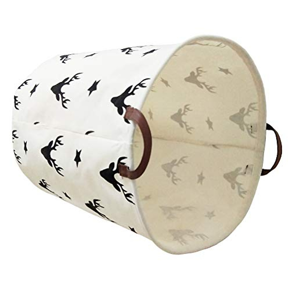 BOOHIT Cotton Fabric Storage Bin,Collapsible Laundry Basket-Waterproof Large Storage Baskets,Toy Organizer,Home Decor (Deer Head)